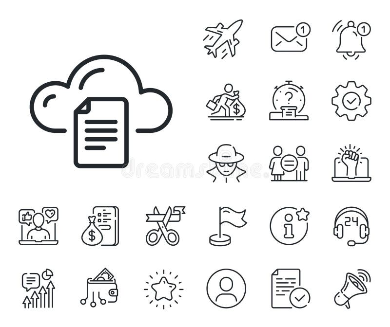 File Data Storage Line Icon Cloud Computing Sign Salaryman Gender