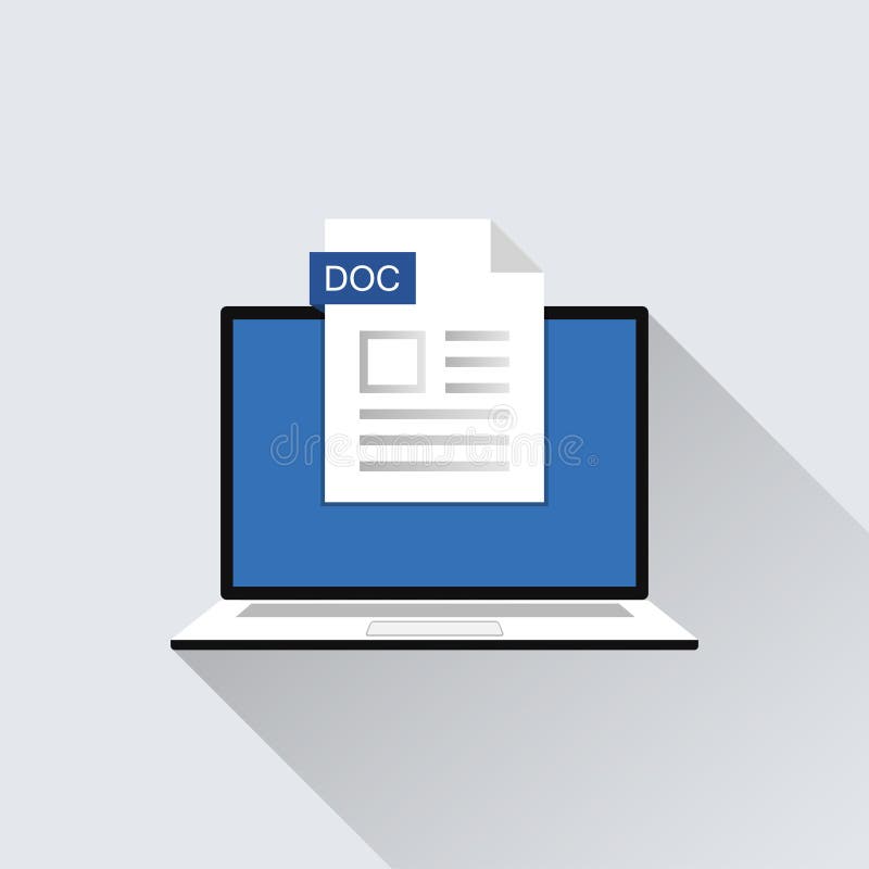 File DOC Icon on Laptop Screen Illustration. Format Extension of ...