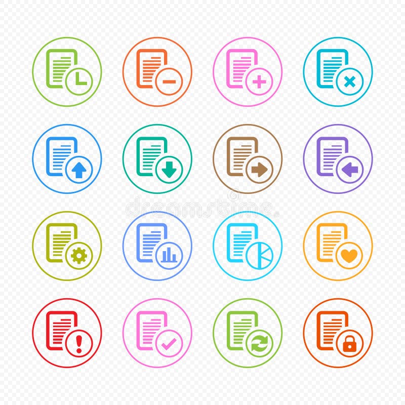 File Document Color Line Icon on White Background - Vector Illustration ...