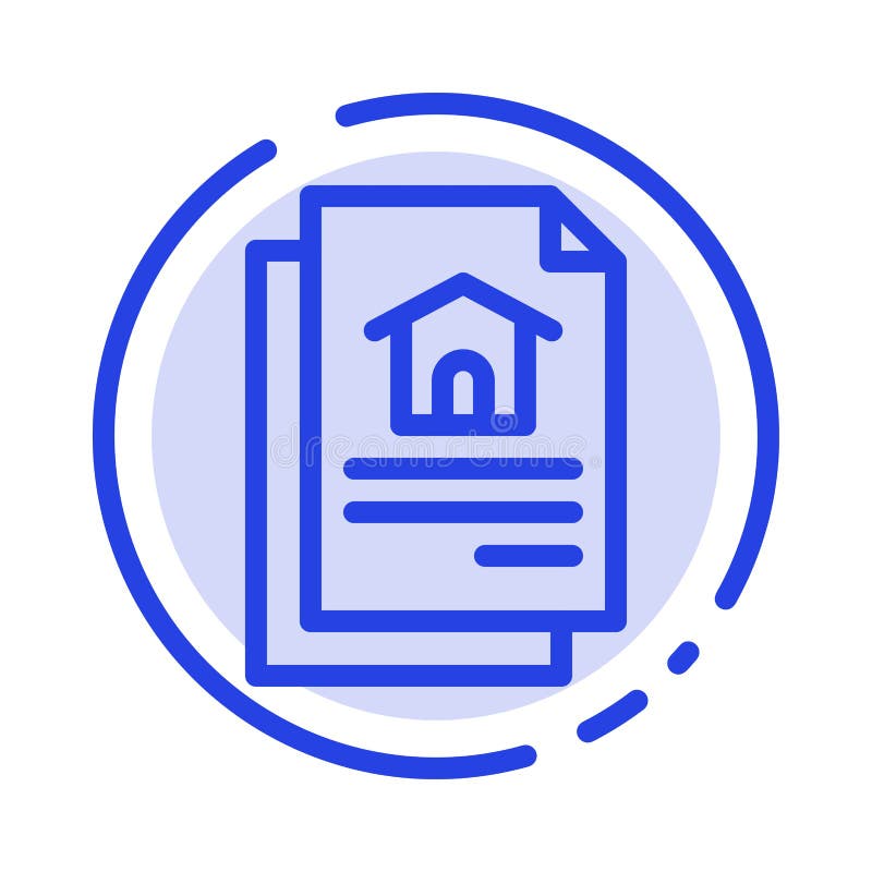 File, Document, House Blue Dotted Line Line Icon Stock Vector ...