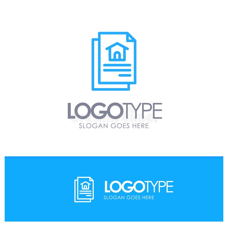 File, Document, House Blue OutLine Logo with Place for Tagline Stock ...