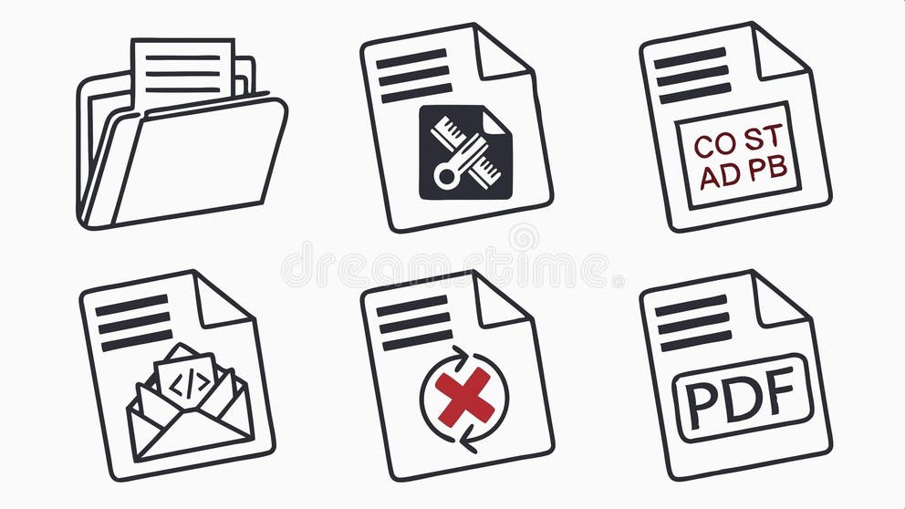 File and Document Icons Set, Digital Files, Data Management Vector ...