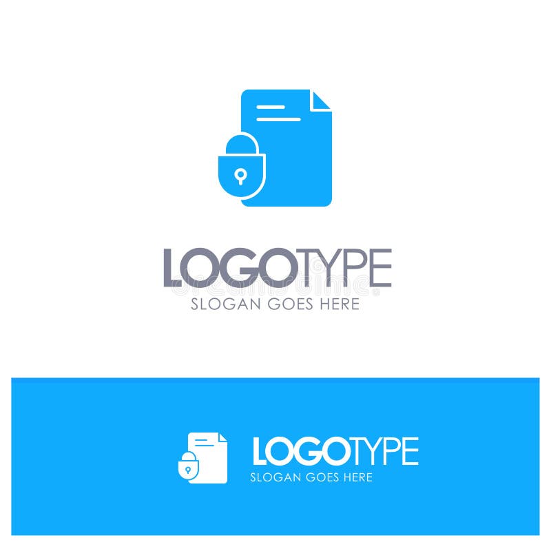 File, Document, Lock, Security, Internet Blue Solid Logo with Place for ...