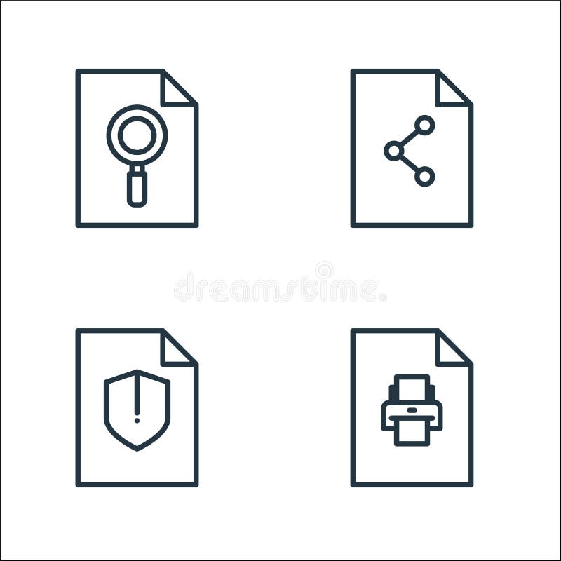 File and Document Outline Line Icons. Linear Set Stock Vector ...