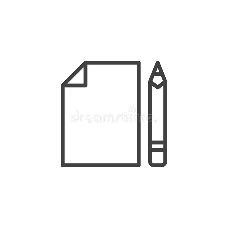 File Document and Pencil Outline Icon Stock Vector - Illustration of ...