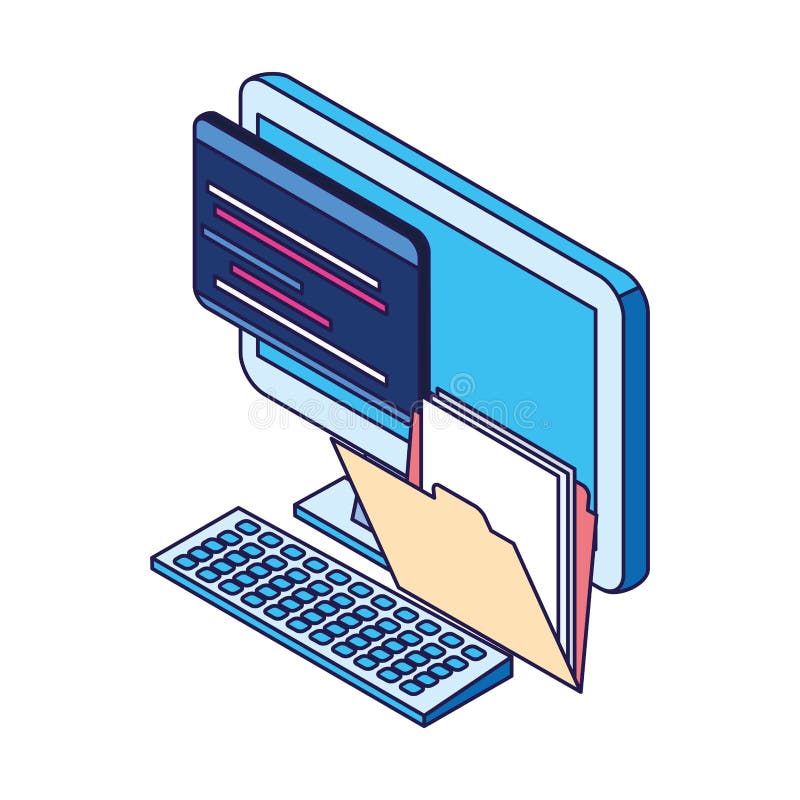 Computer Icon Cartoon Black and White Stock Vector - Illustration of ...