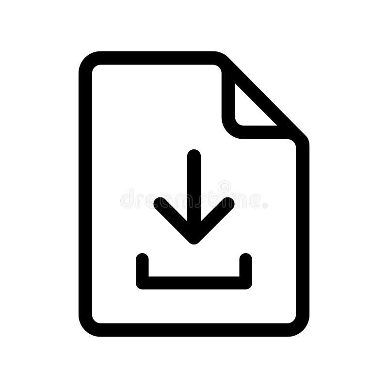 File Download Line Icon, Receiving Document with Arrow Stock Vector ...