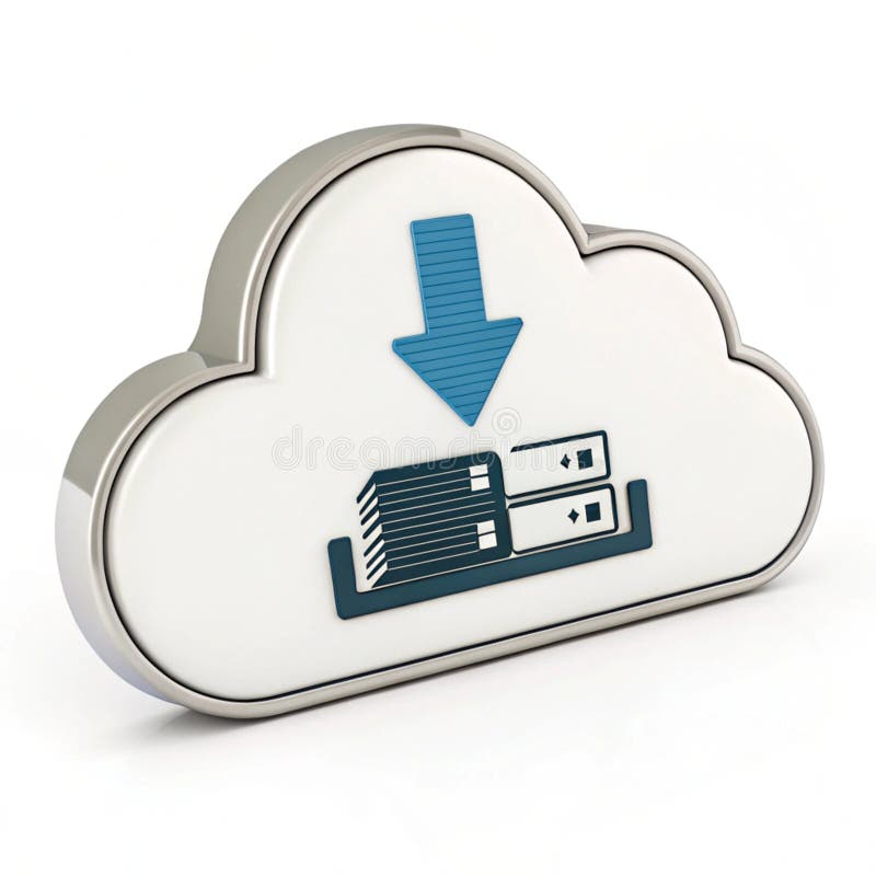 File Download on Network Cloud on White Background Stock Illustration ...