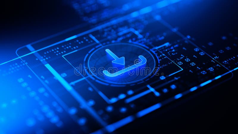 File Download Symbol on Digital Display - Online Data Transfer Stock ...