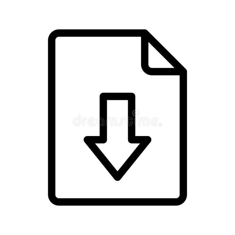 File Download Vector Line Icon Stock Vector - Illustration of download ...