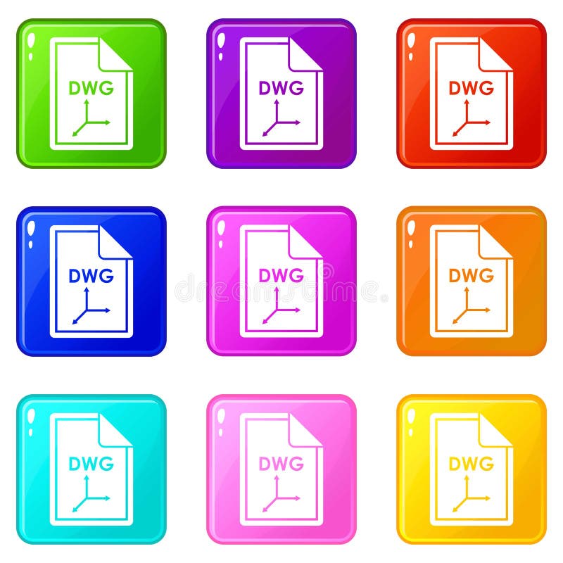 File DWG icons 9 set stock vector. Illustration of icon - 96335240