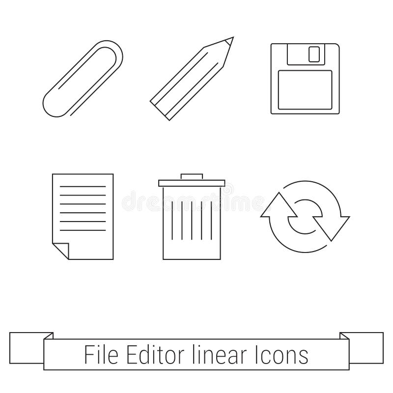 File editor linear icons stock illustration. Illustration of button ...