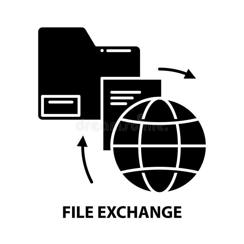 File Exchange Icon, Black Vector Sign with Editable Strokes, Concept ...