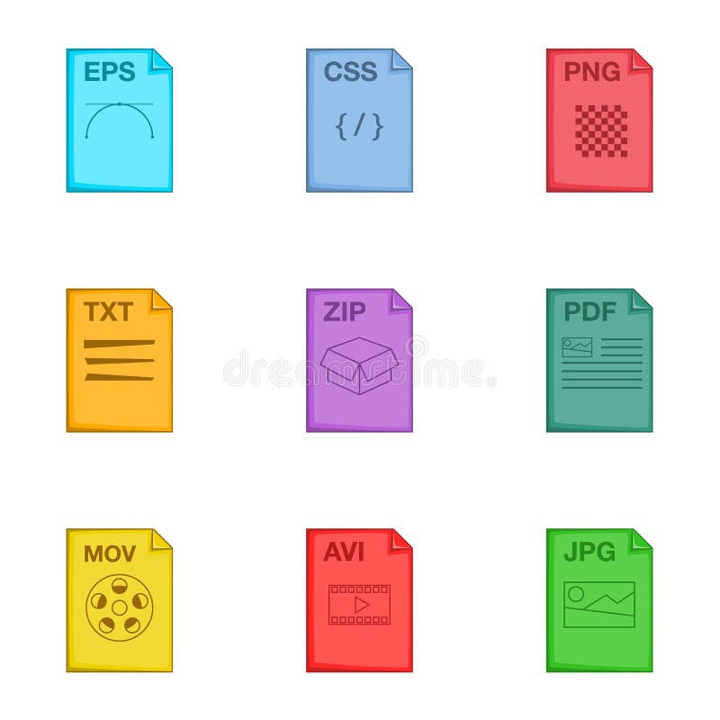 File Extension Icons Set, Cartoon Style Stock Vector - Illustration of ... File Extension Icons Set, Cartoon Style Stock Vector - Illustration of ...