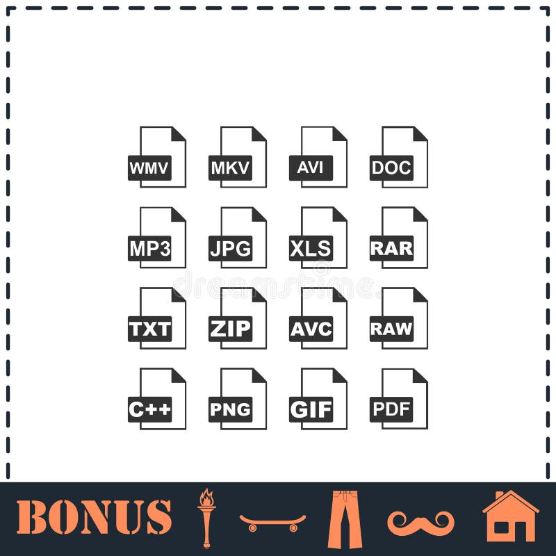 File extensions icon flat editorial photography. Illustration of save ...