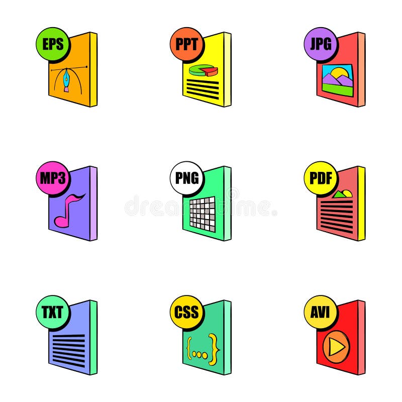 File Extensions Icons Set, Cartoon Style Stock Vector - Illustration of ... File Extensions Icons Set, Cartoon Style Stock Vector - Illustration of ...