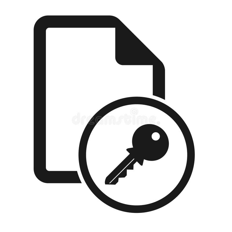 File Flat Icon with Key Isolated on White Background. Solution Document ...
