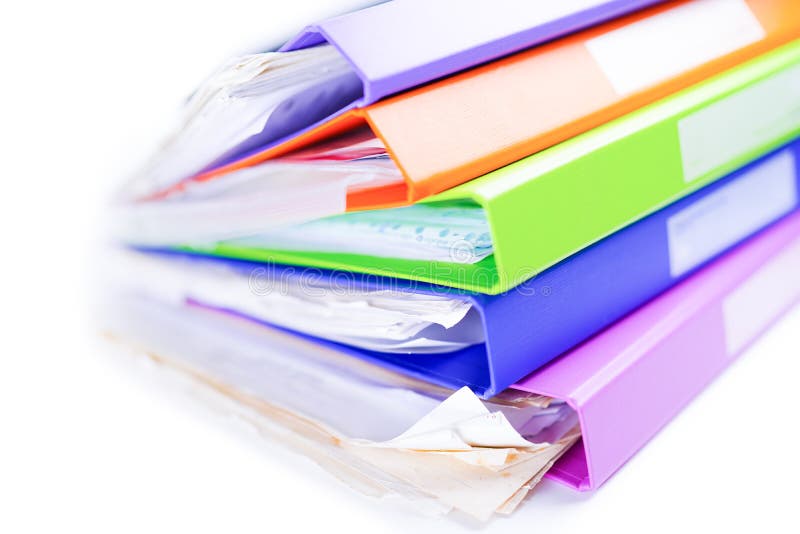 File Folder Binder Stack Of Multi Color On Table. Stock Image - Image ...