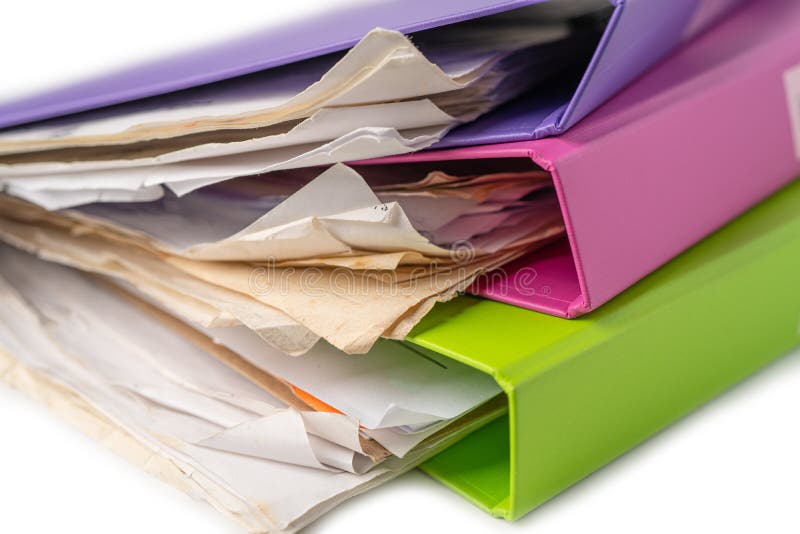 File Folder Binder Stack of Multi Color on Table. Stock Photo - Image ...