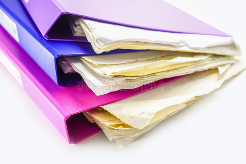 File Folder Binder Stack of Multi Color on Table in Office. Stock Image ...