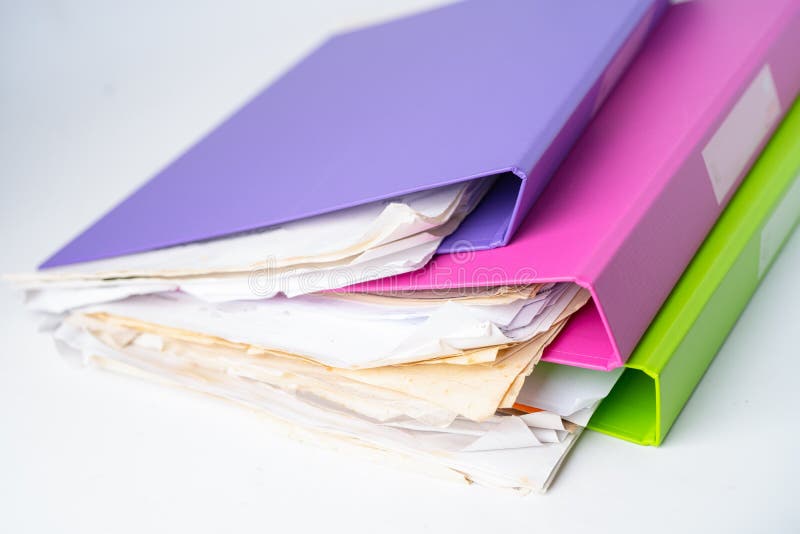 File Folder Binder Stack of Multi Color on Table in Office Stock Photo ...