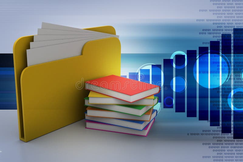 File folder with books stock illustration. Illustration of dossier ...