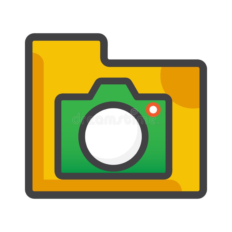 File Folder with Camera Icon. File Folder Illustration. Flat Vector ...