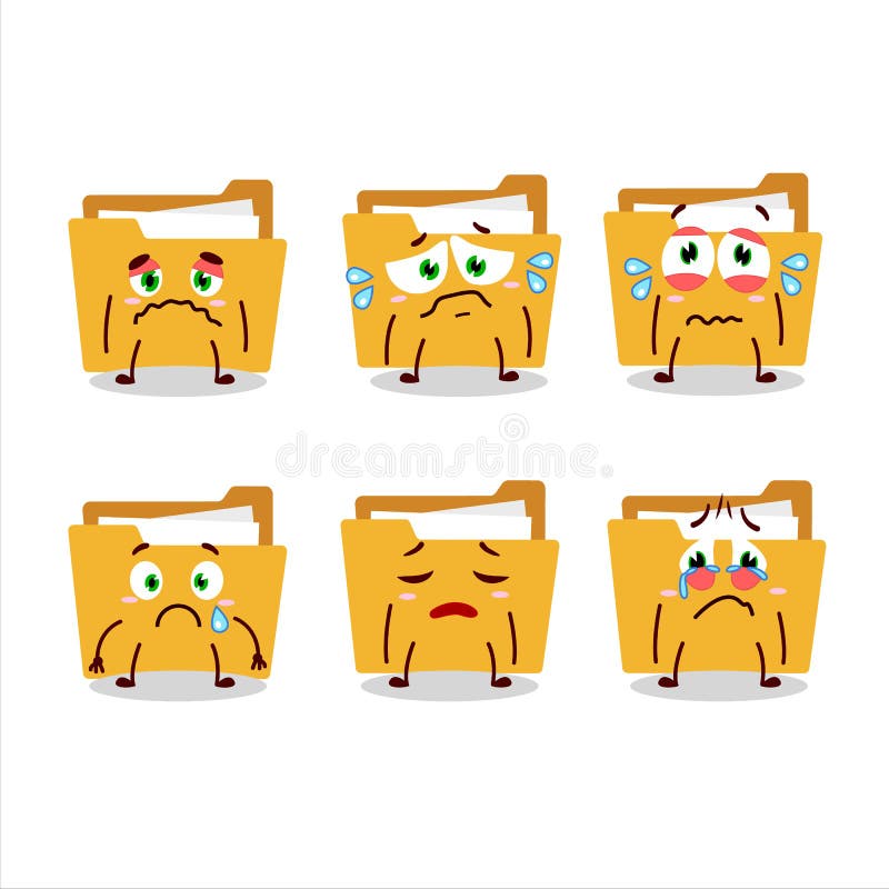 File Folder a Cartoon Character with Sad Expression Stock Vector ...