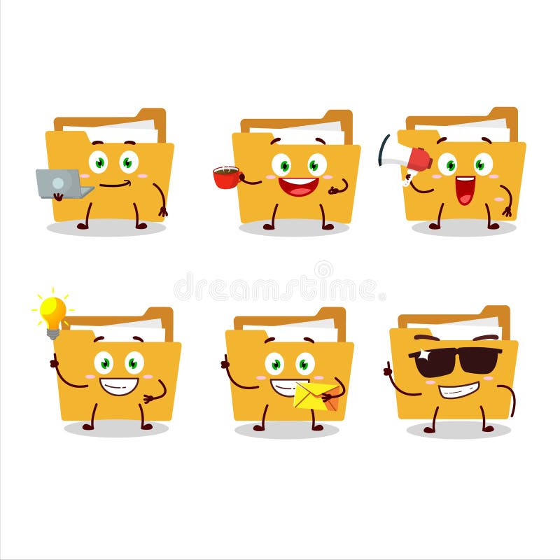 File Folder a Cartoon Character with Various Types of Business ...