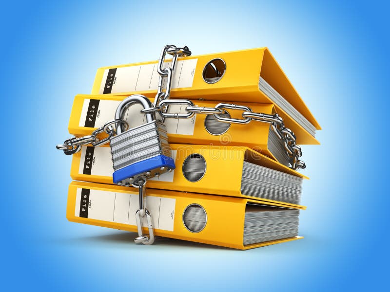 File Folder and Chain with Lock. Data and Privacy Security Stock ...
