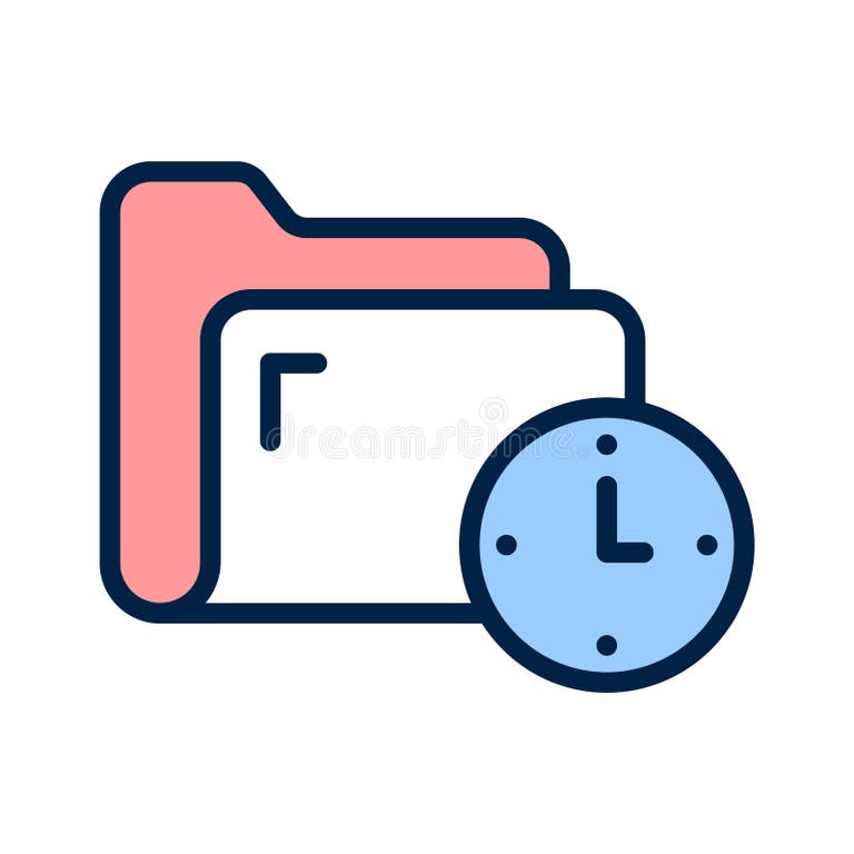 File Folder and Clock Symbolizing Time Based File Organization Stock Vector - Illustration of ...