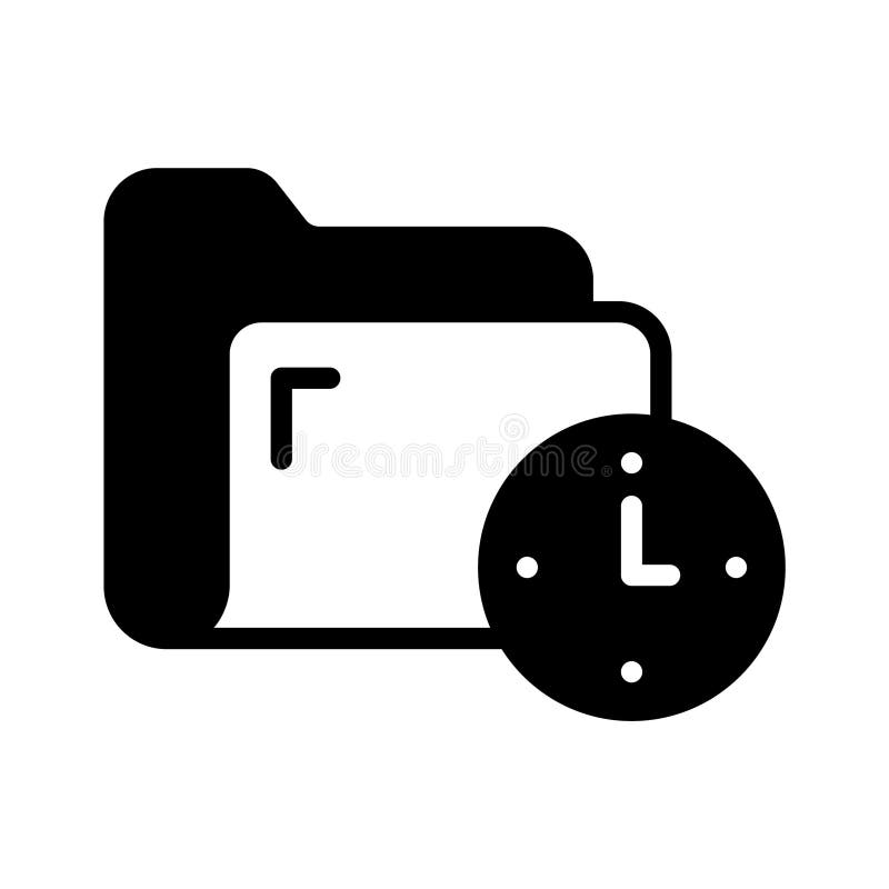 File Folder And Clock Symbolizing Time Based File Organization Stock