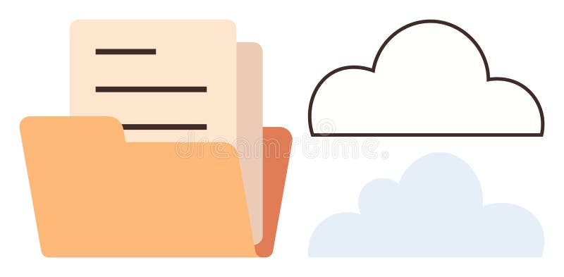 File Folder and Cloud Storage Symbolizing Document Sharing and Backup ...