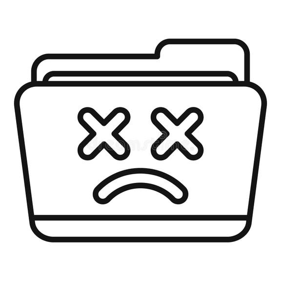 File Folder Showing a Sad Face with Crosses for Eyes Stock Vector ...