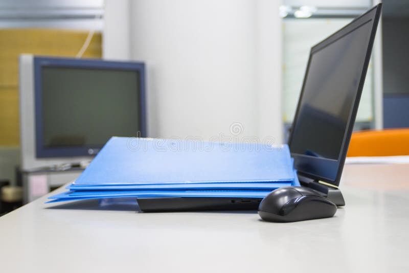 File Folder with Documents with Notebook on Table Stock Image - Image ...