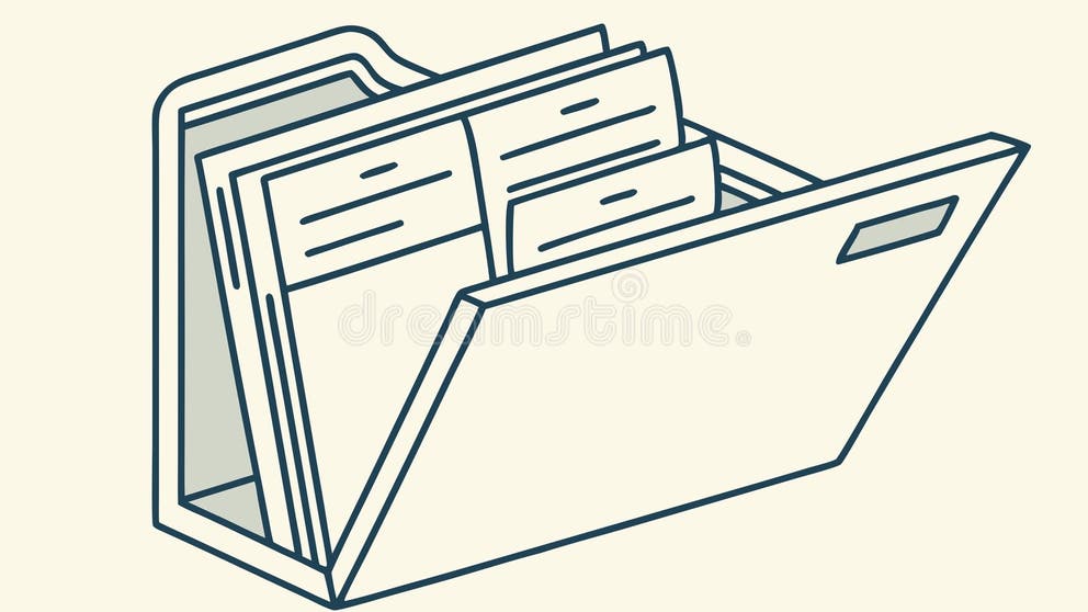 File Folder with Documents Outline Vector Illustration, Vector Design ...
