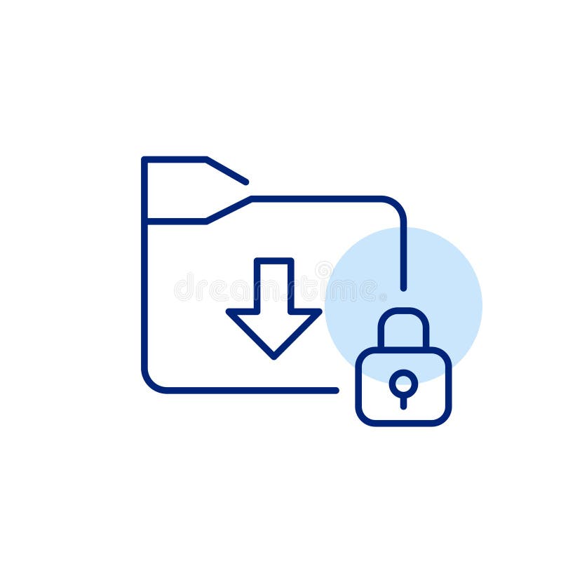 File Folder, Downwards Arrow and Lock. Encrypted File Storage and ...