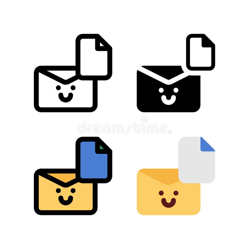 File and Folder Email Character Icon, Logo, and Illustration Stock ...