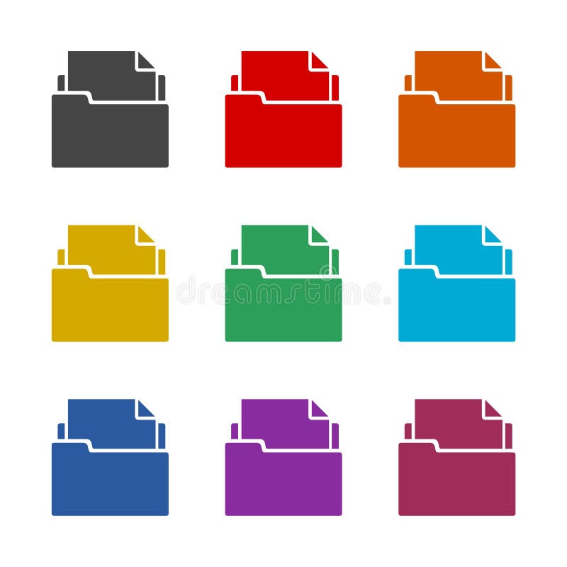 File Folder Icon, Color Set Stock Vector - Illustration of memory, data ...