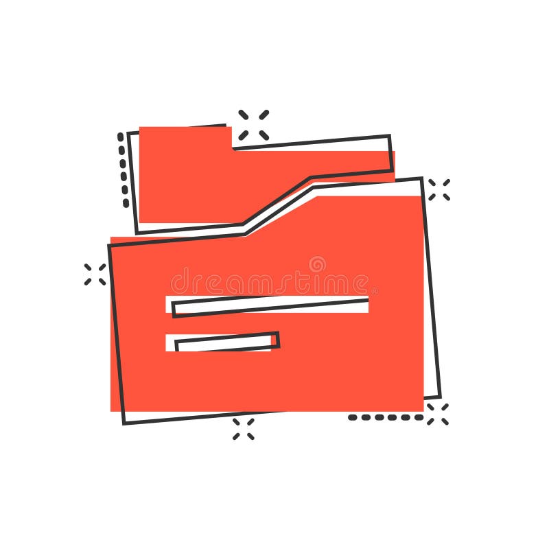 File Folder Icon in Comic Style. Documents Archive Cartoon Vector ...