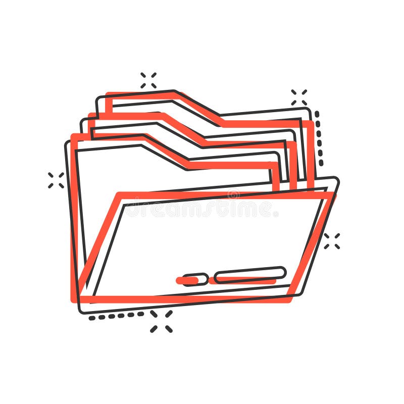 File Folder Icon in Comic Style. Documents Archive Cartoon Vector ...
