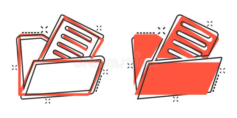 File Folder Icon in Comic Style. Documents Archive Cartoon Vector ...