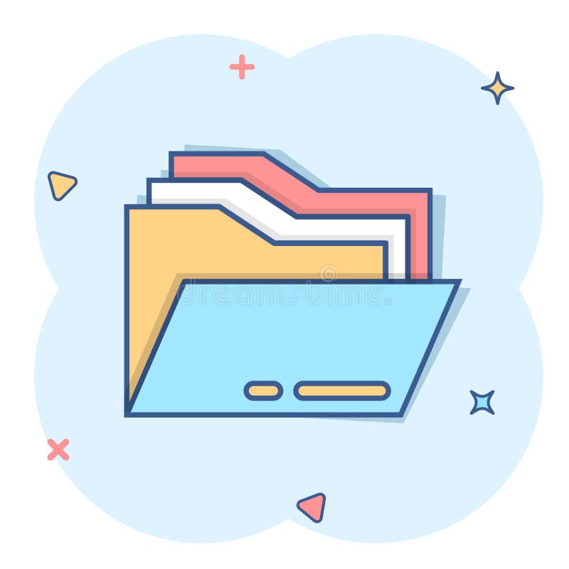 File Folder Icon in Comic Style. Documents Archive Cartoon Vector ...
