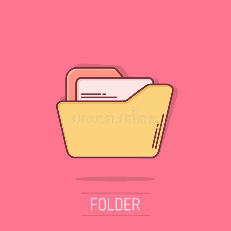 File Folder Icon in Comic Style. Documents Archive Vector Cartoon ...