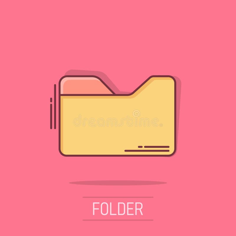 File Folder Icon in Comic Style. Documents Archive Vector Cartoon ...