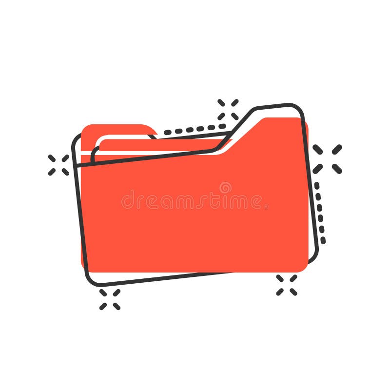 File Folder Icon in Comic Style. Documents Archive Vector Cartoon ...
