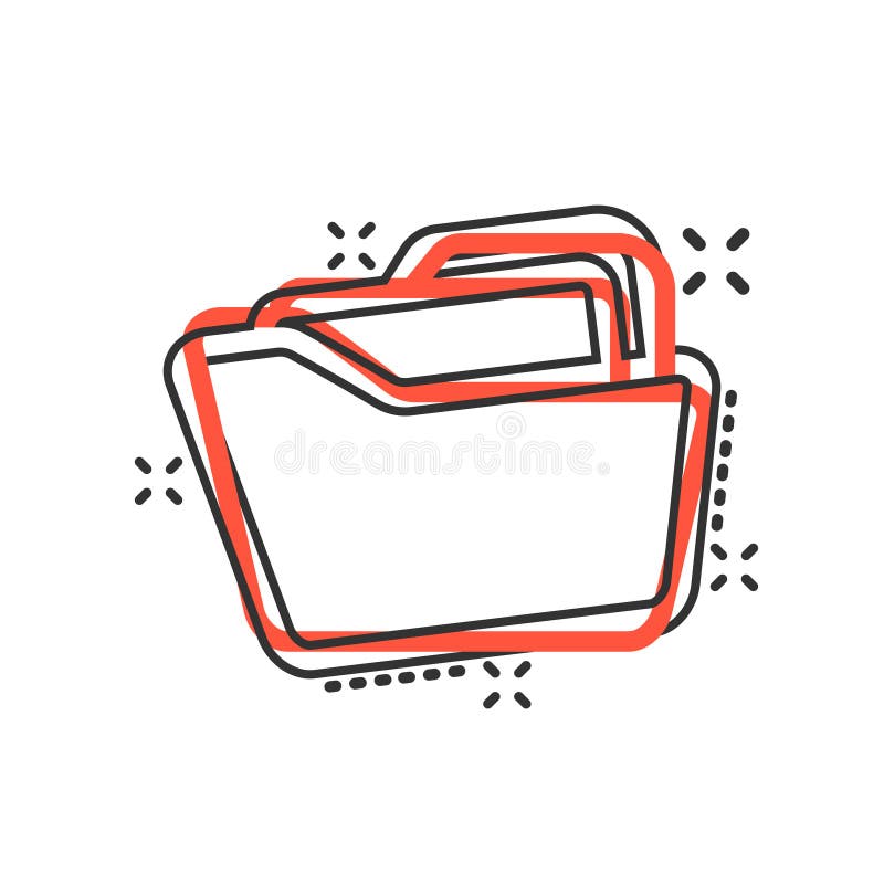 File Folder Icon in Comic Style. Documents Archive Vector Cartoon ...
