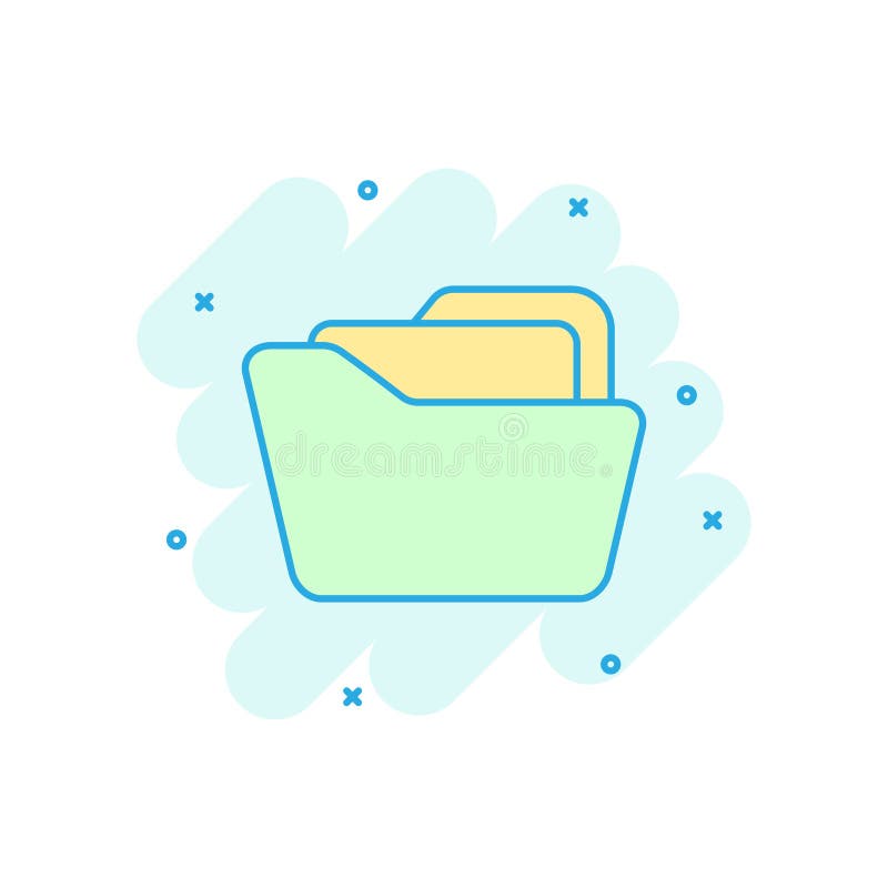 File Folder Icon in Comic Style. Documents Archive Vector Cartoon ...