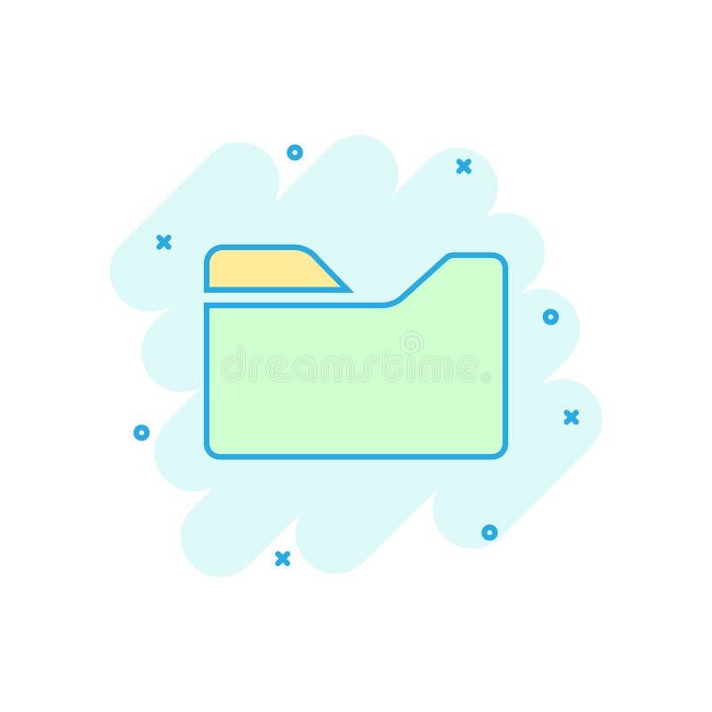 File Folder Icon in Comic Style. Documents Archive Vector Cartoon ...