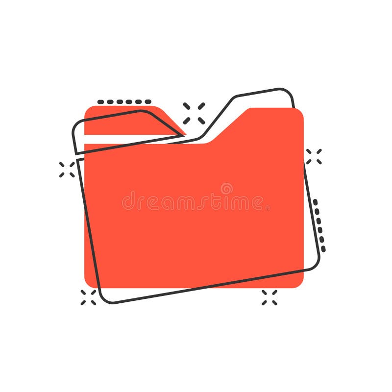 File Folder Icon in Comic Style. Documents Archive Vector Cartoon ...